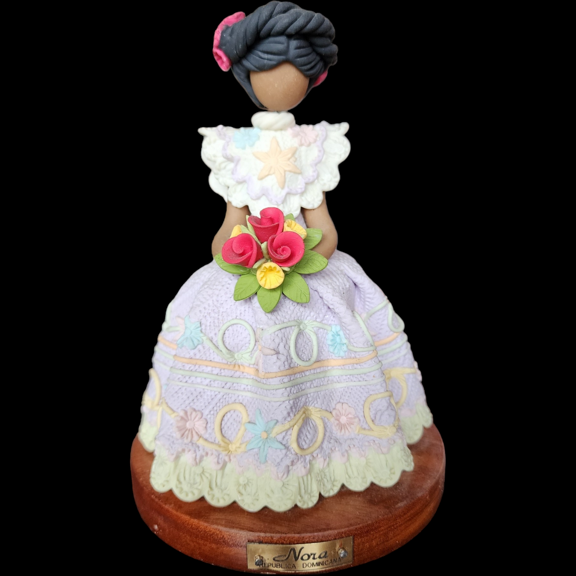 Nora Dominican Republic Faceless Doll Wood Polymer Clay Figurine
