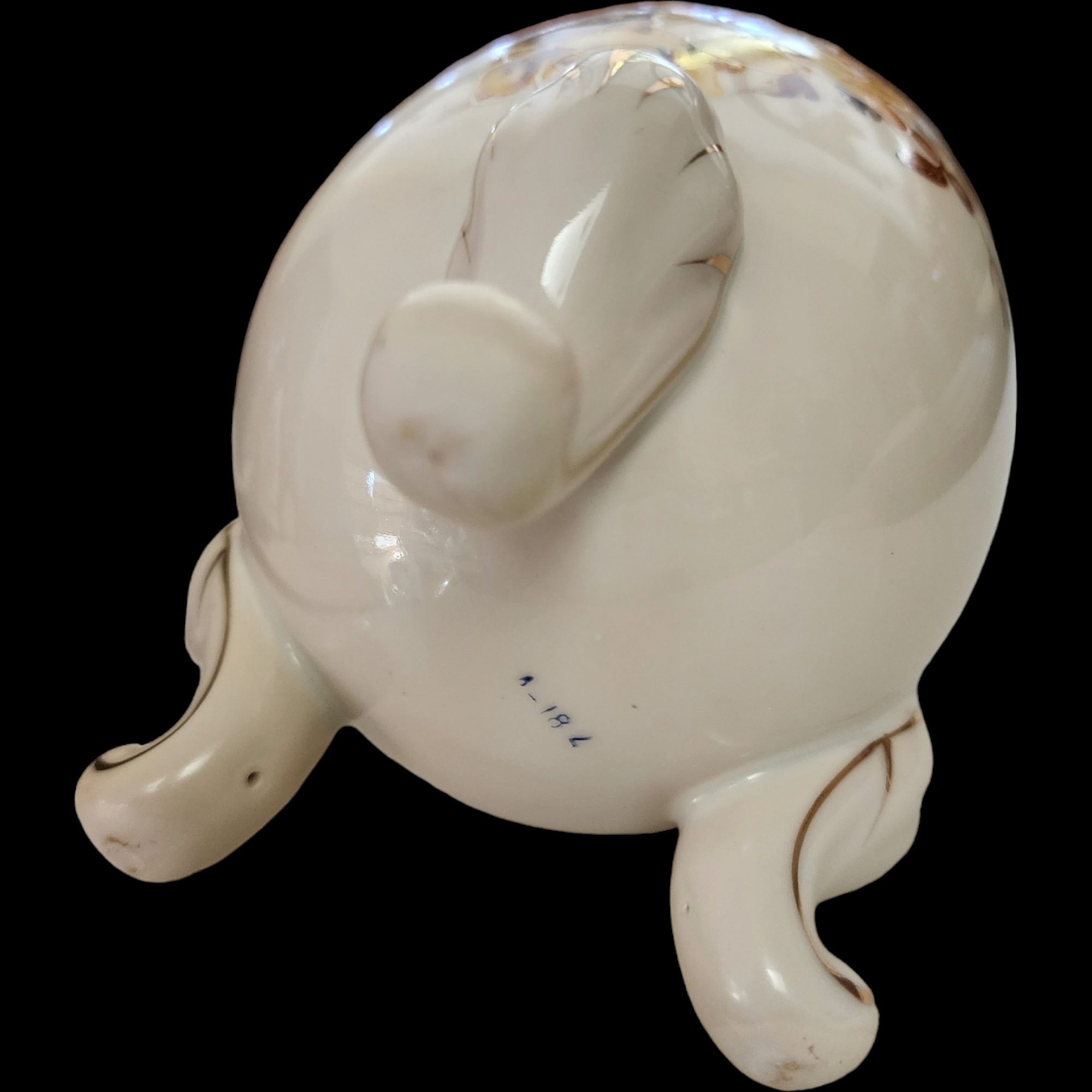 6" Napco Ceramic Gold Roses Brown Leaves Cracked Egg Footed Vase