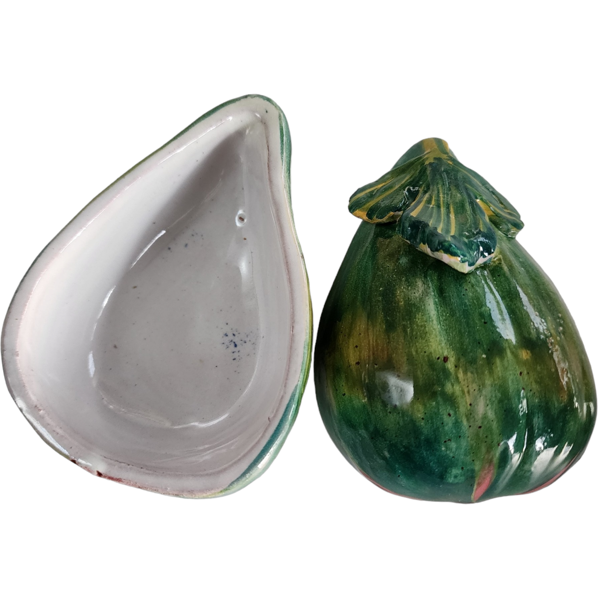 Fruit/Vegetable Figurines Pear Shaped Majolica Trinket Box Italy