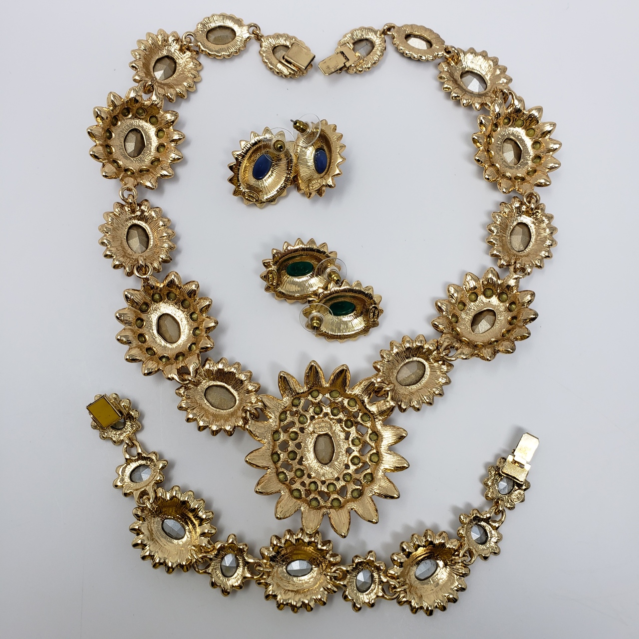 Kenneth Jay Lane Nancy Reagan Crystal Sapphire, Emerald, Diamond Parure