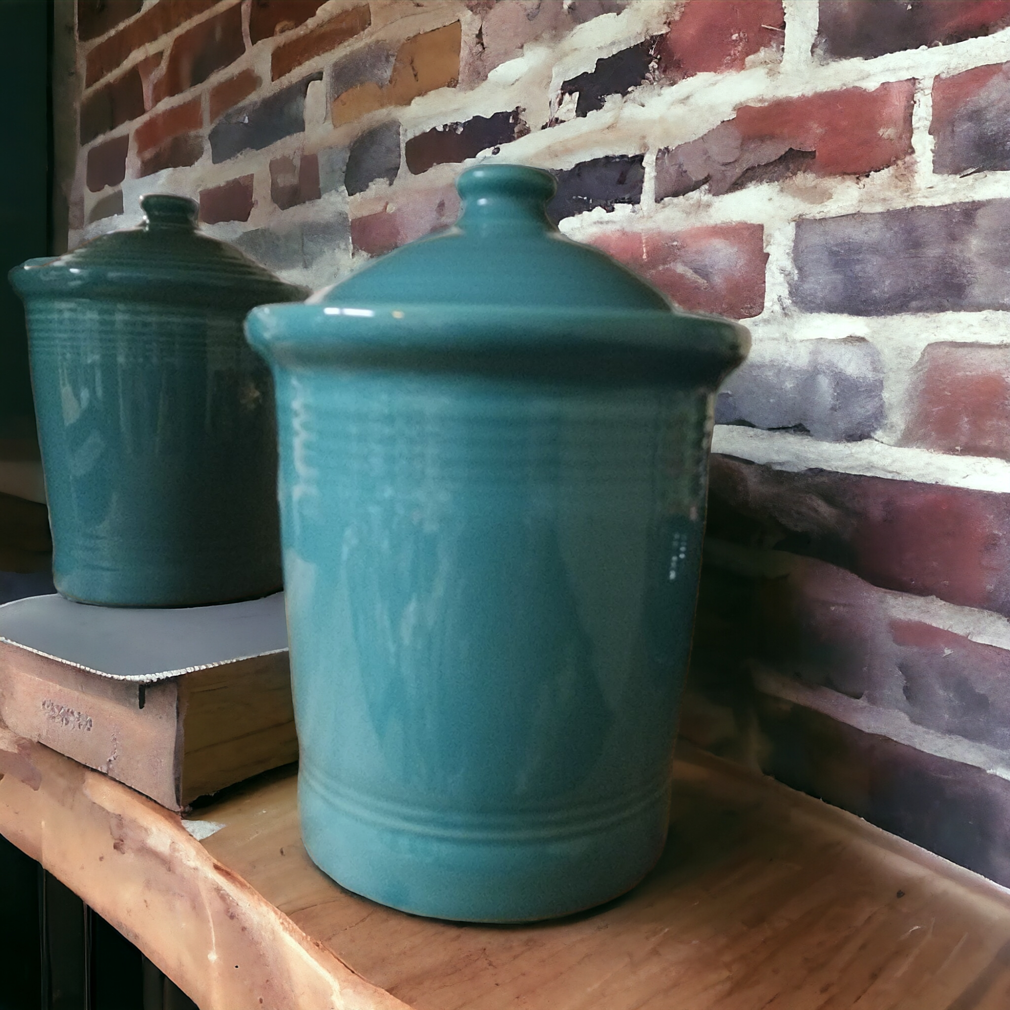 Homer Laughlin Fiesta Turquoise Small Canister & Lid