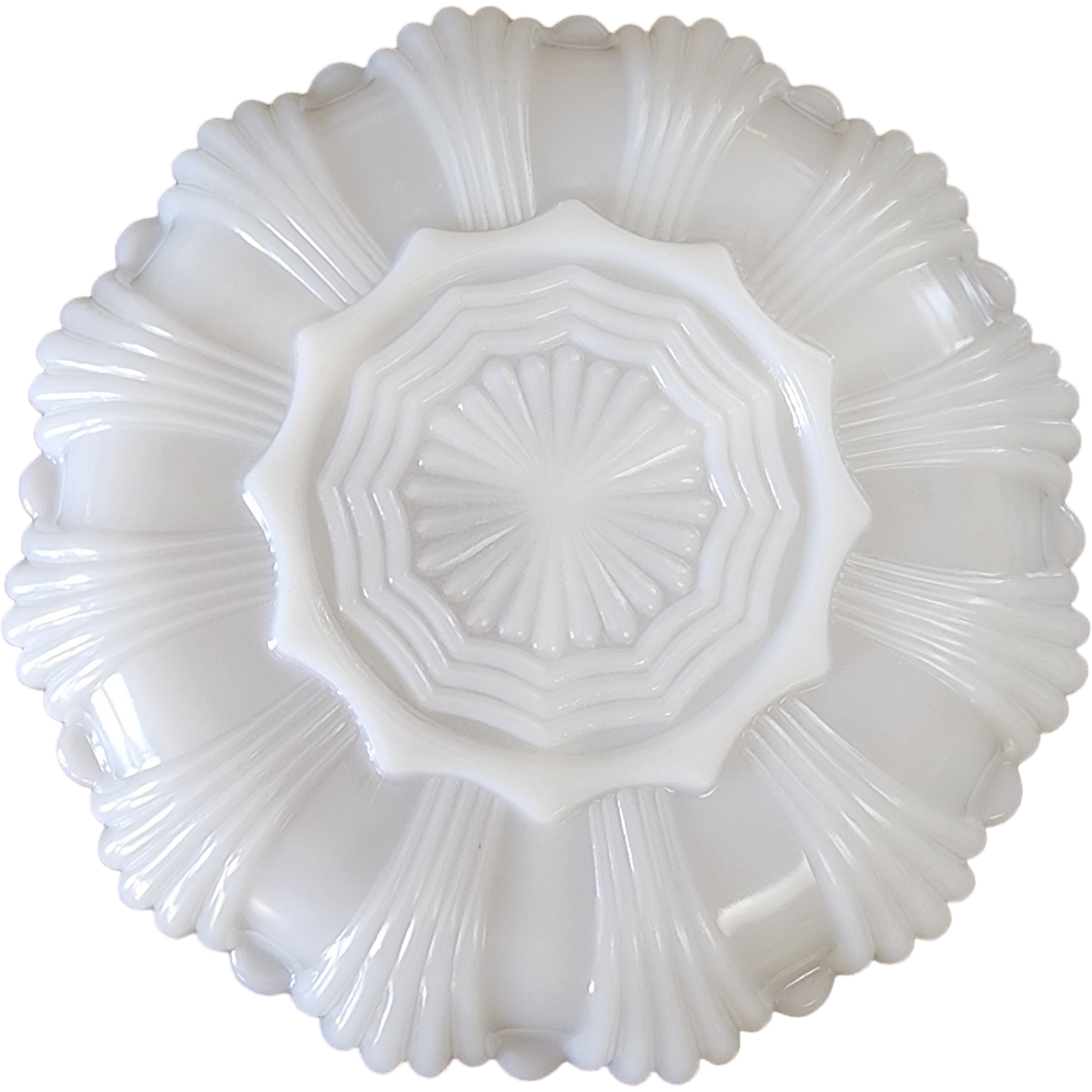 9" Anchor Hocking Swirl Golden Anniversary 3 Part Round Relish Dish