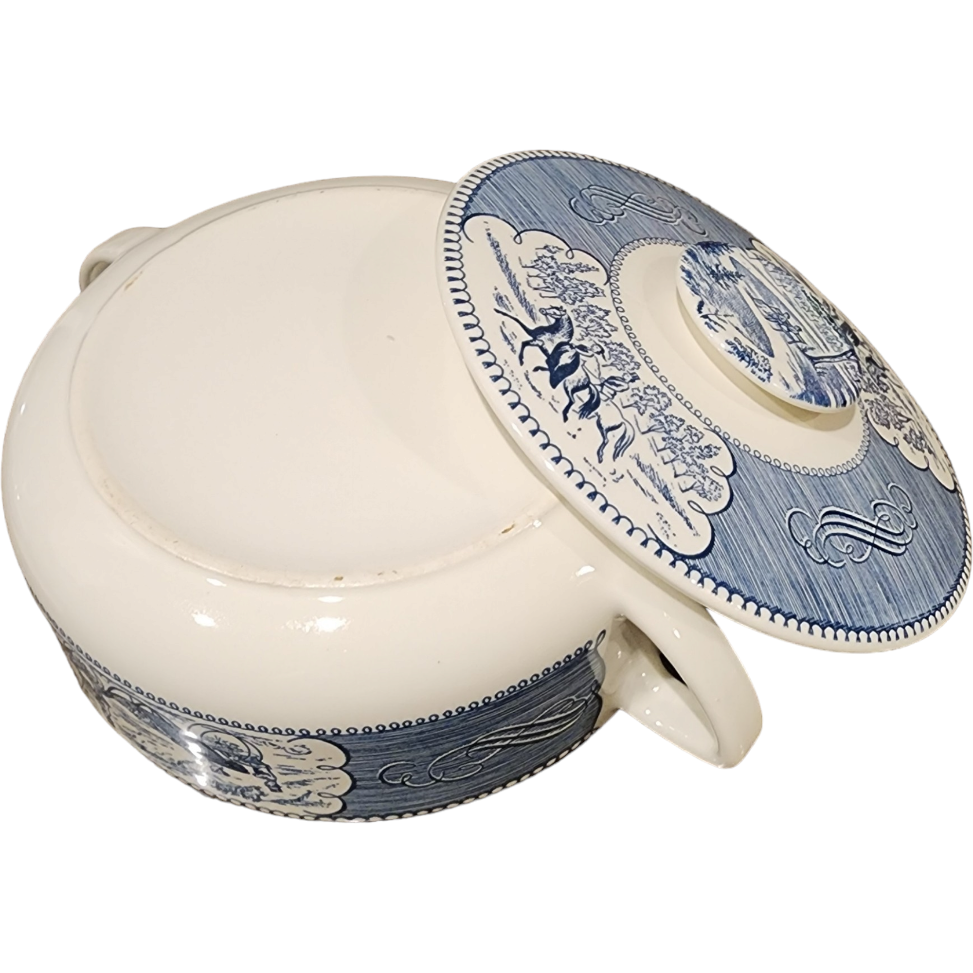 Royal USA Currier and Ives Blue 1.25 Qt Round Covered Casserole