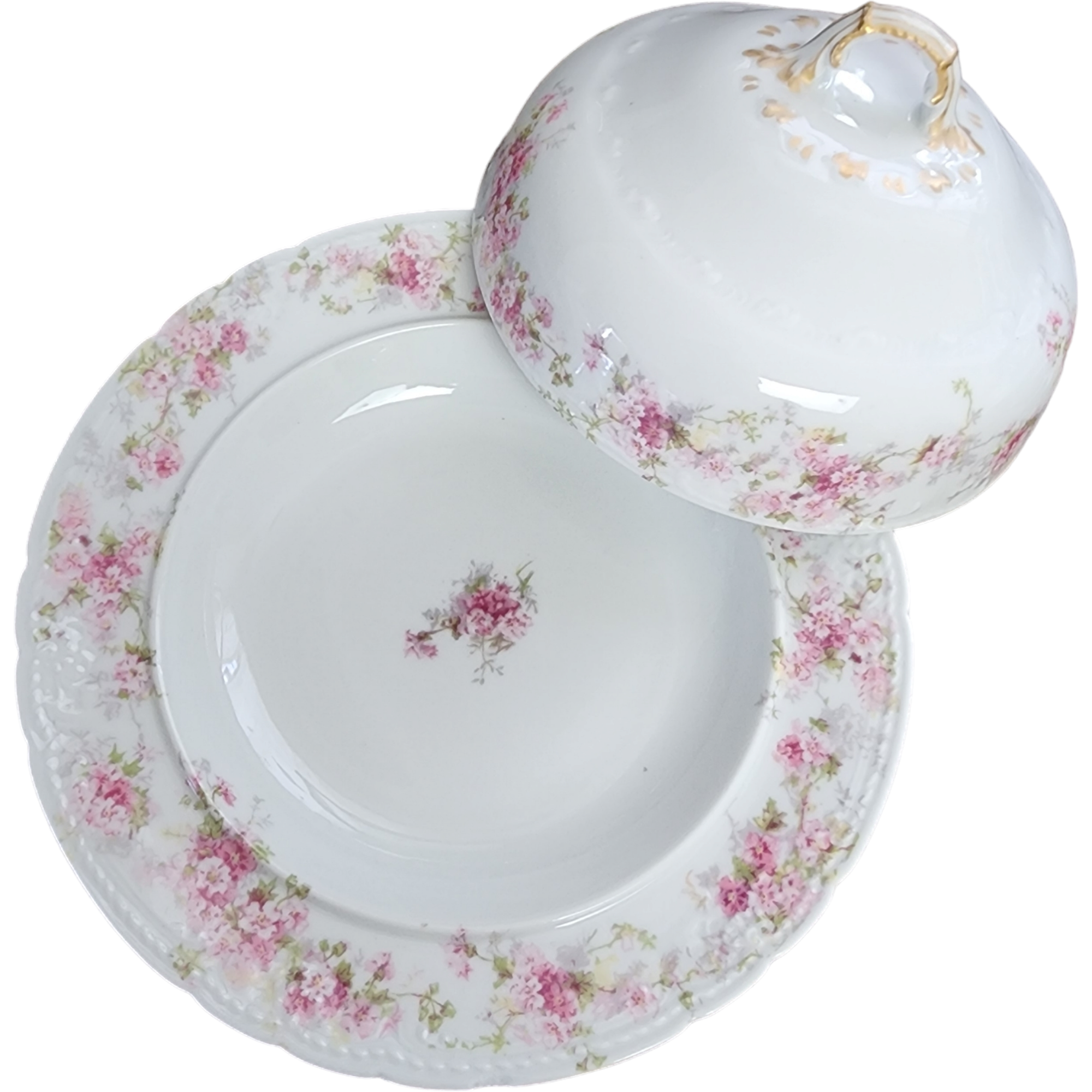 Charles Field Haviland Pink Flowers Green Leaves Limoges France Round ...