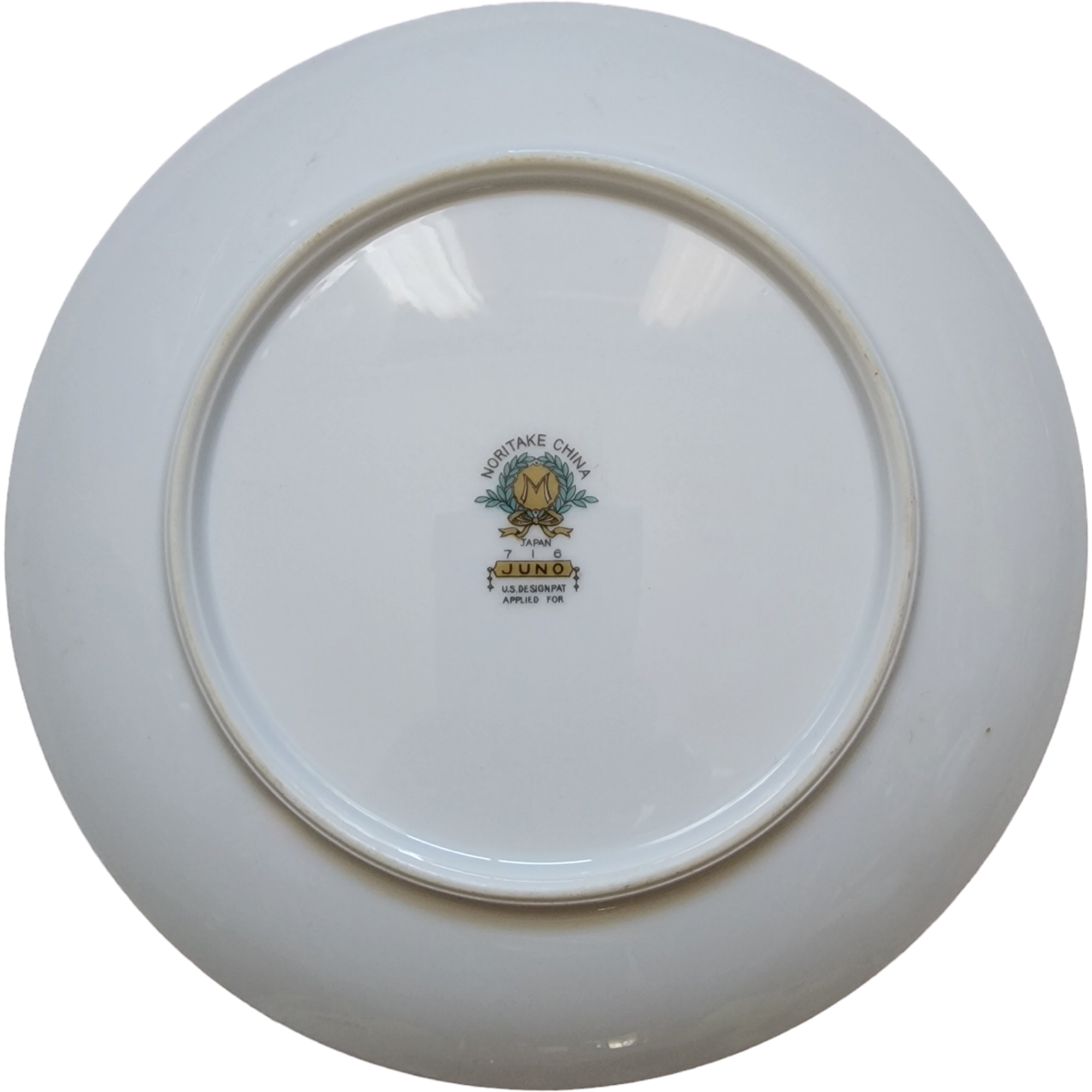7" Noritake Juno Blue & Tan Band Flowers Tan Scrolls Salad Plate Japan