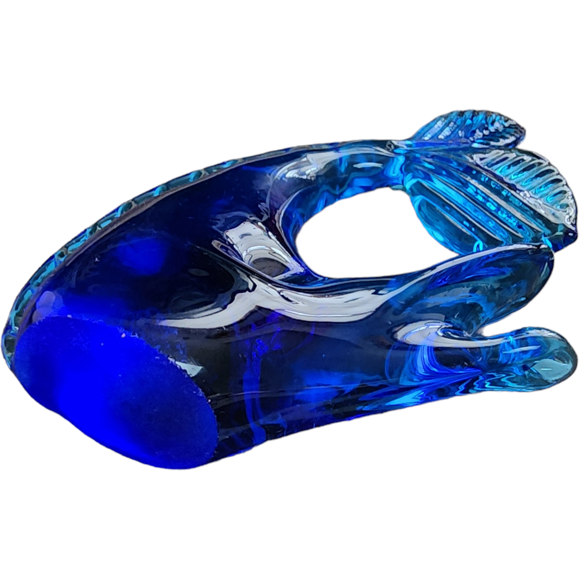 Pilgrim Glass Animals Cobalt Blue Dolphin/Fish Hand Blown Figurine ...