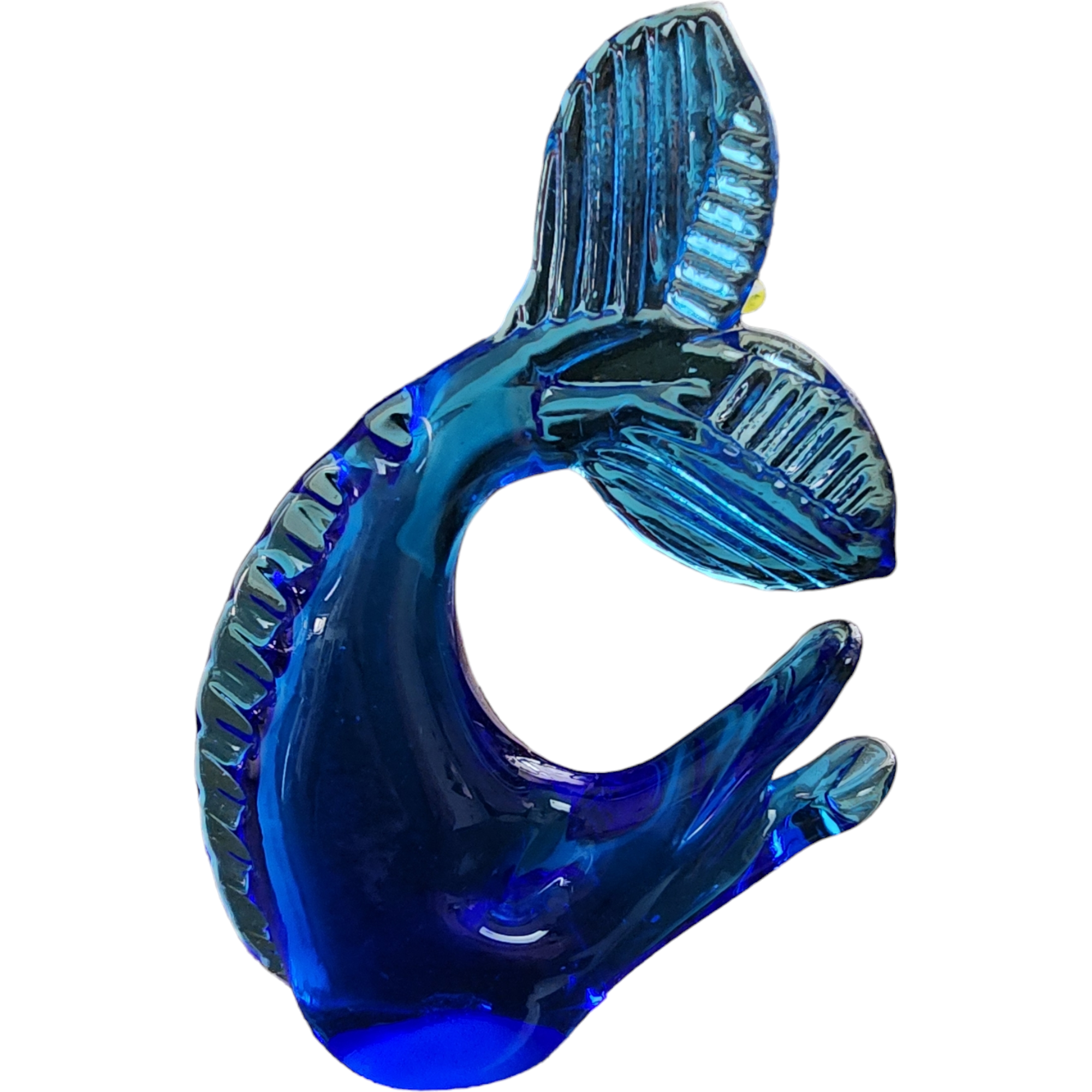 Pilgrim Glass Animals Cobalt Blue Dolphin/Fish Hand Blown Figurine ...