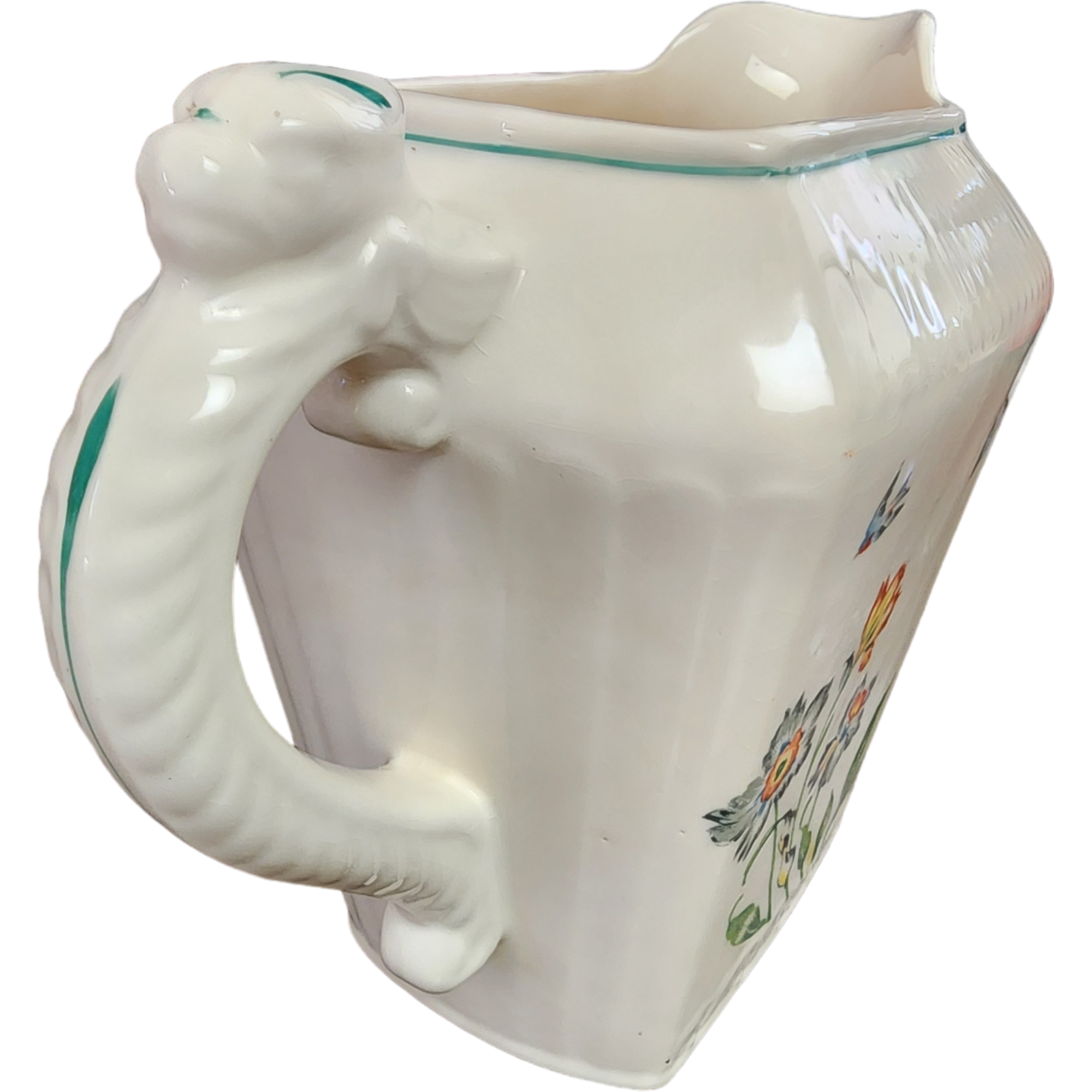 Harker Pottery Flowers & Bird Water Milk Pitcher