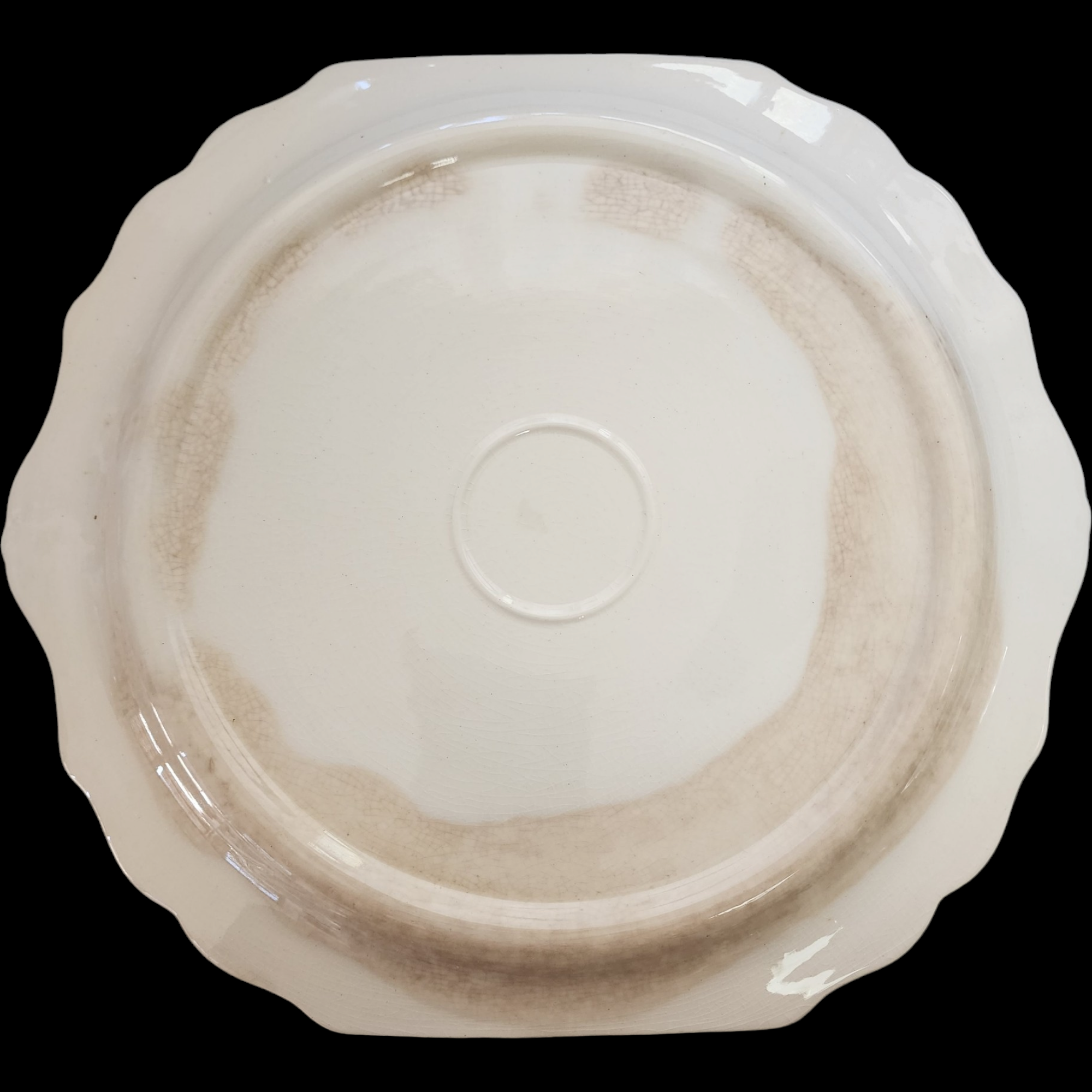 Harker Pottery Mallow Pastel Flowers Black Accents Handled Cake Plate