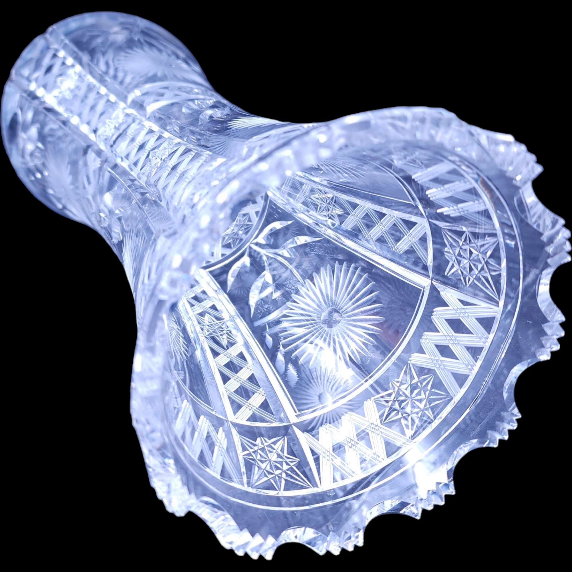 Art Deco American Brilliant Cut Crystal Corset Flower Vase