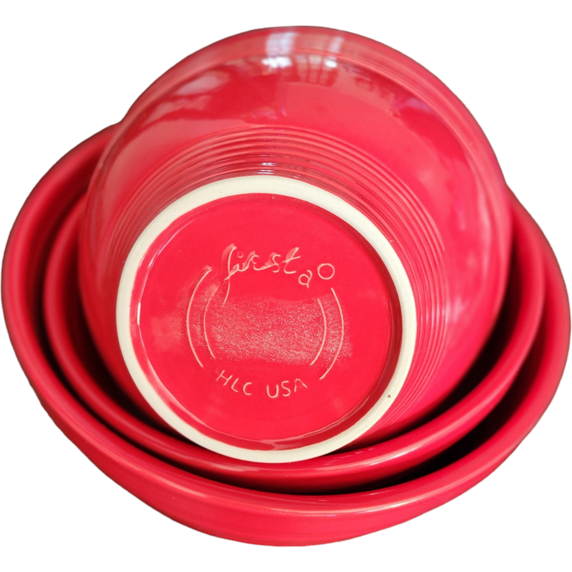 Homer Laughlin Fiesta Scarlet 3Pc Baking Bowl Set