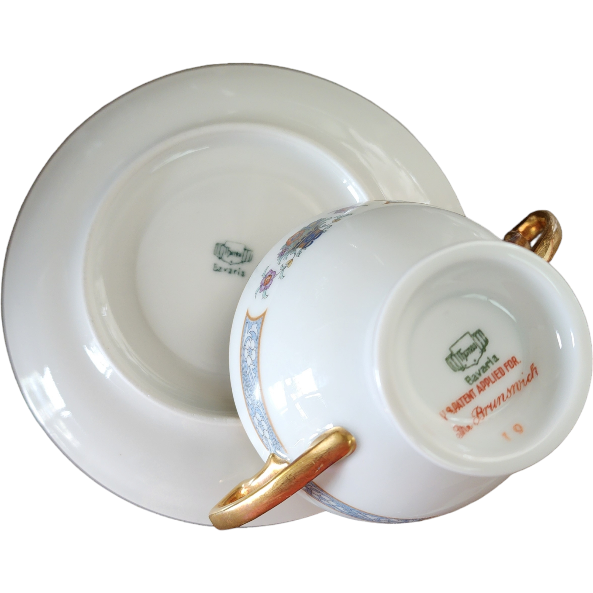 Thomas The Brunswick Blue Band Flower Basket Smooth Footed Bouillon Cup ...