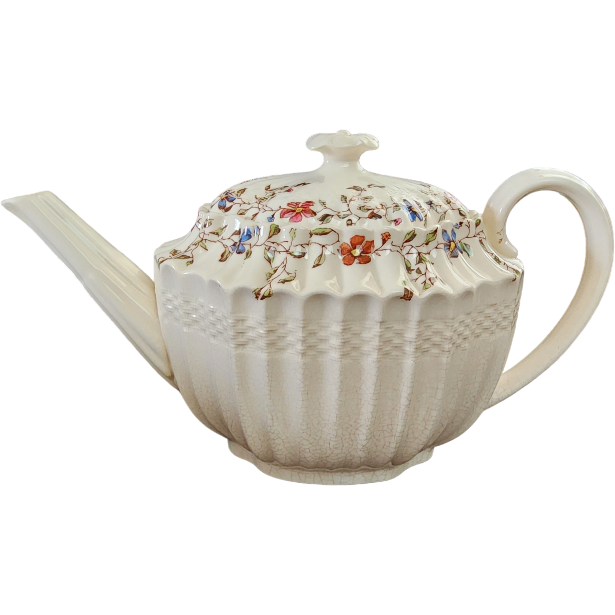 Spode Wicker Dale Chelsea Wicker Shape Floral Rim Teapot & Lid 5 Cup