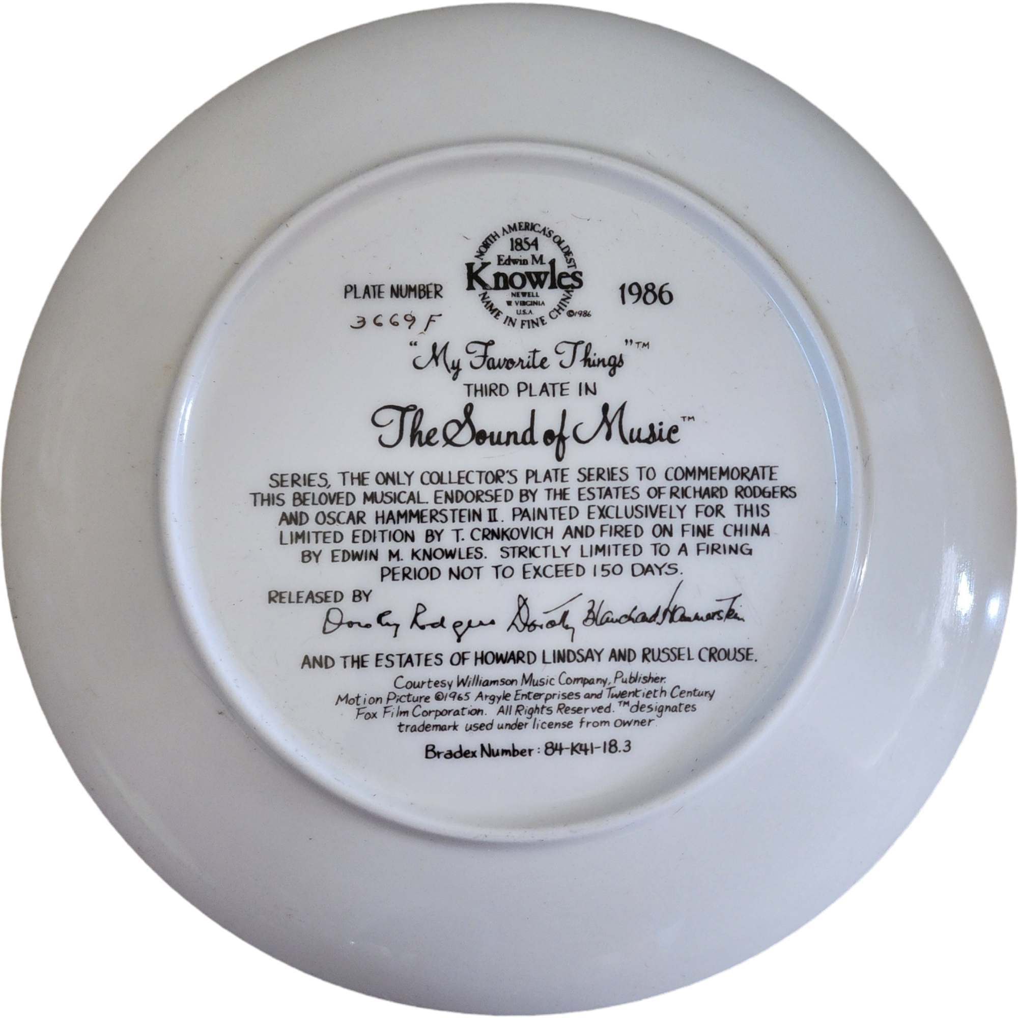 Edwin Knowles The Sound of Music My Favorite Things Plate