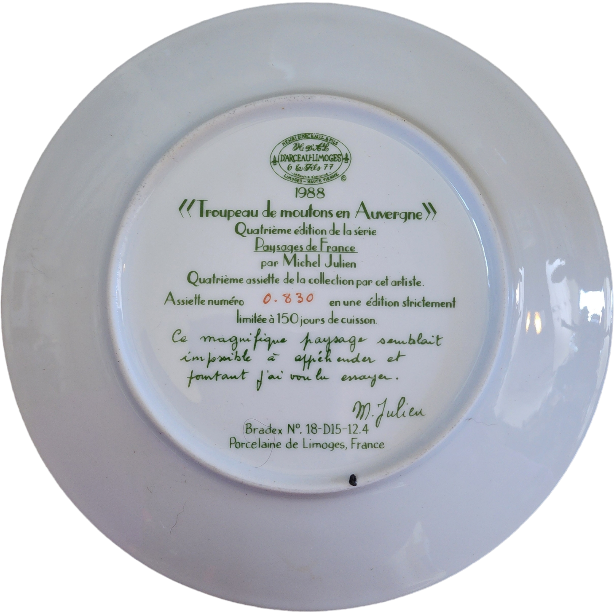 D'Arceau Limoges French Country Landscapes Flock Of Sheep In Auvergne Plate