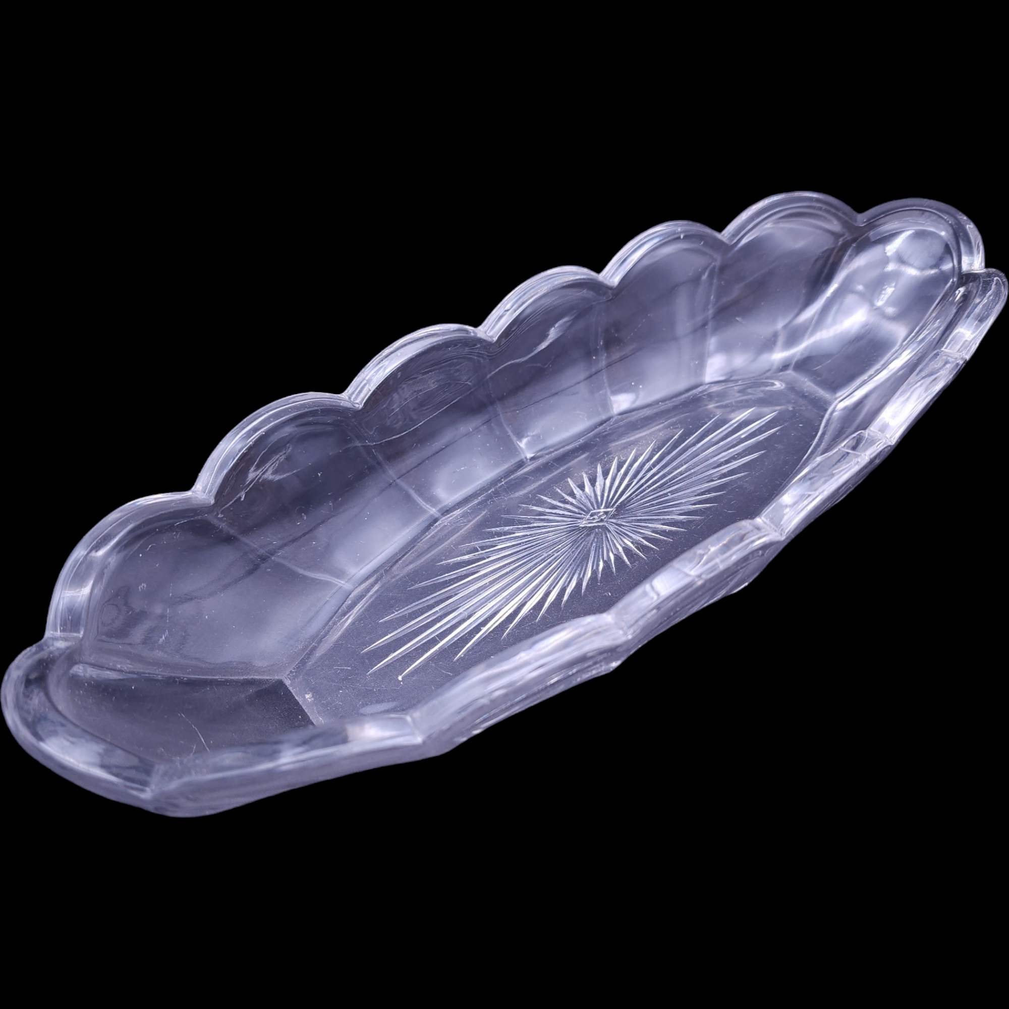 12" Heisey Colonial Panel Clear Pickle Dish