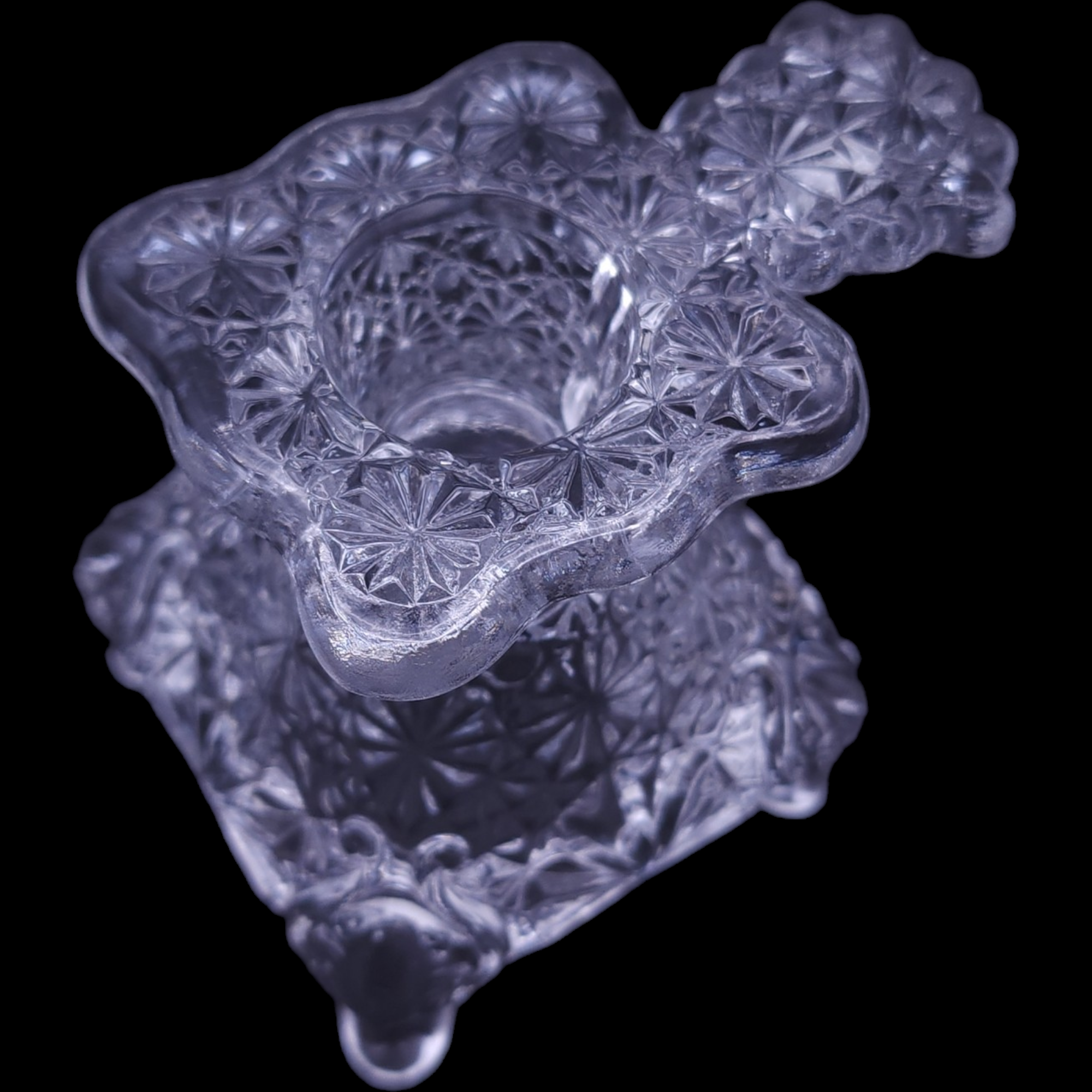 Pressed Glass Antique Stove Shape Candle Holder