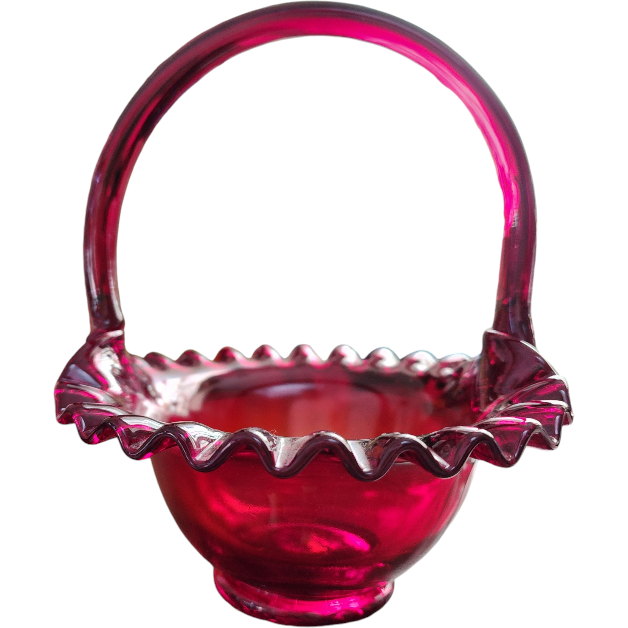 Fenton Ruby Red Pressed Glass Basket