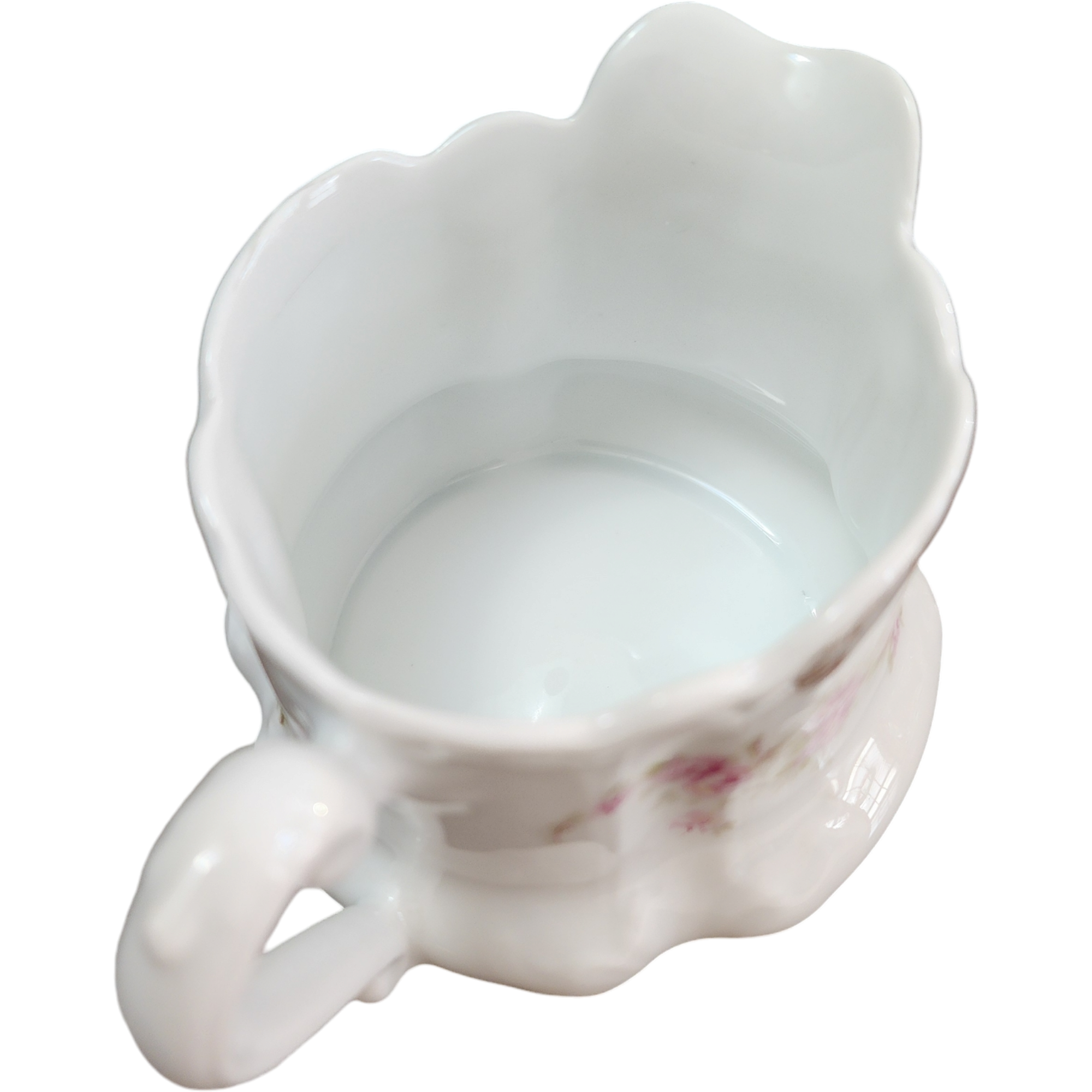 Bavarian Porcelain Hand-Painted Scalloped rim Creamer Pitcher Pink and ...