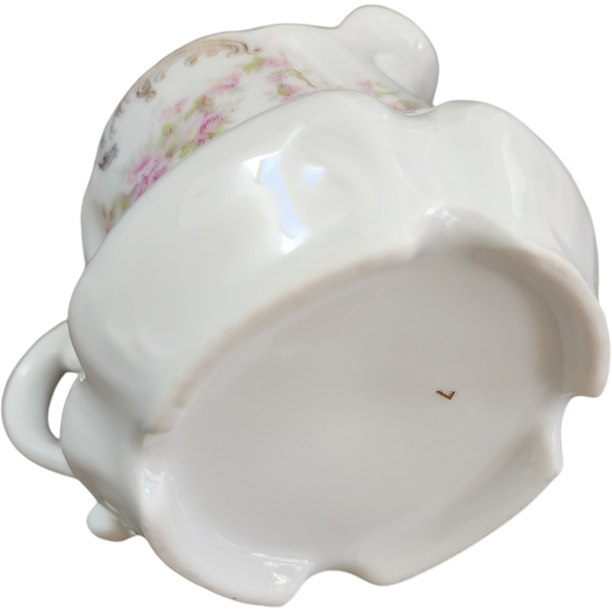 Bavarian Porcelain Hand-Painted Scalloped rim Creamer Pitcher Pink and ...