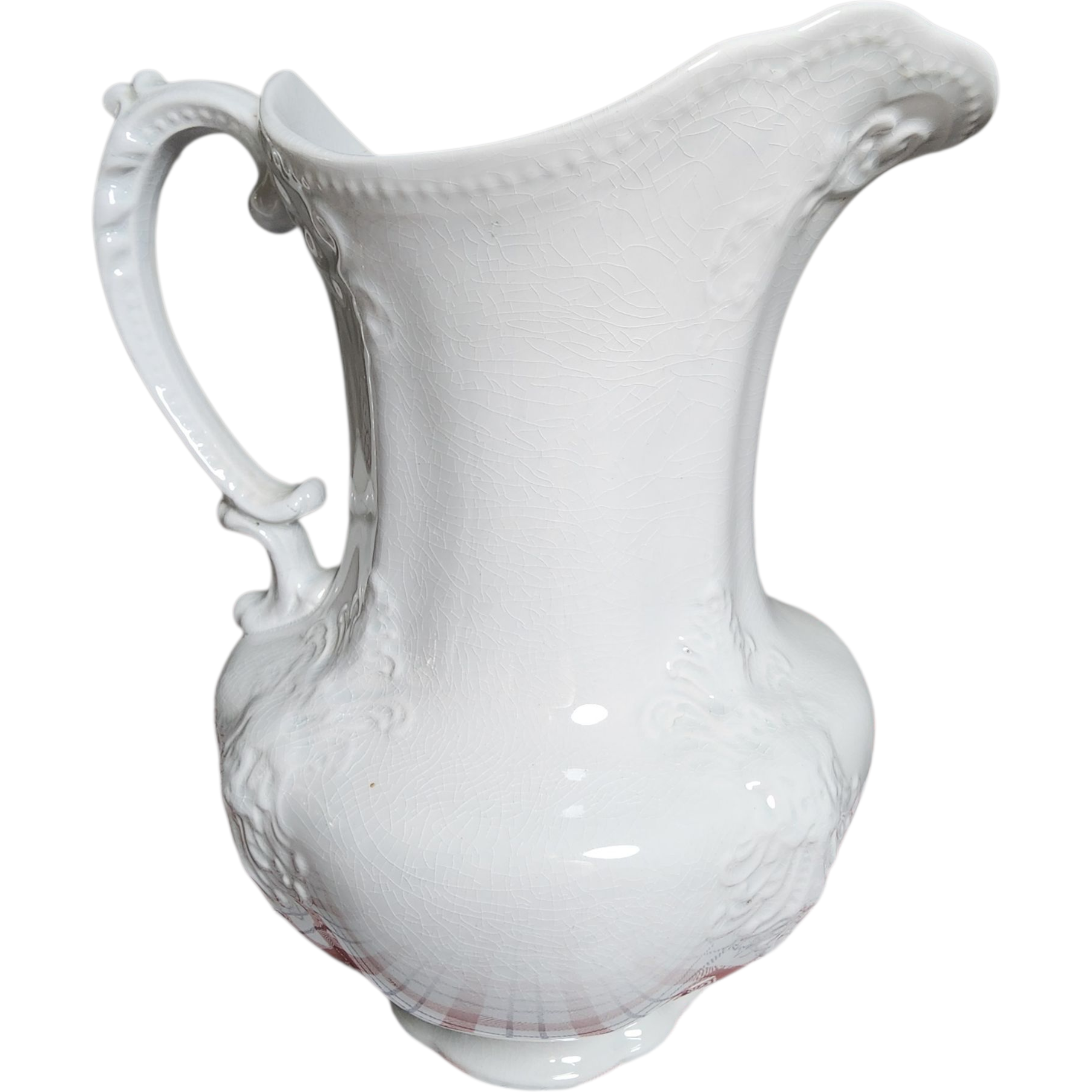 Antique J & G Meakin Ironstone White Pitcher Embossed Victorian Style ...