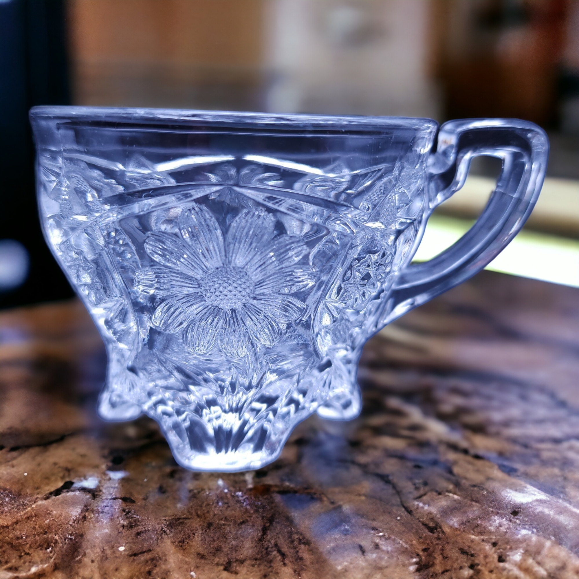 Cambridge Nearcut Archfoot Daisy EAPG Pressed Glass Handled Punch Cup ...