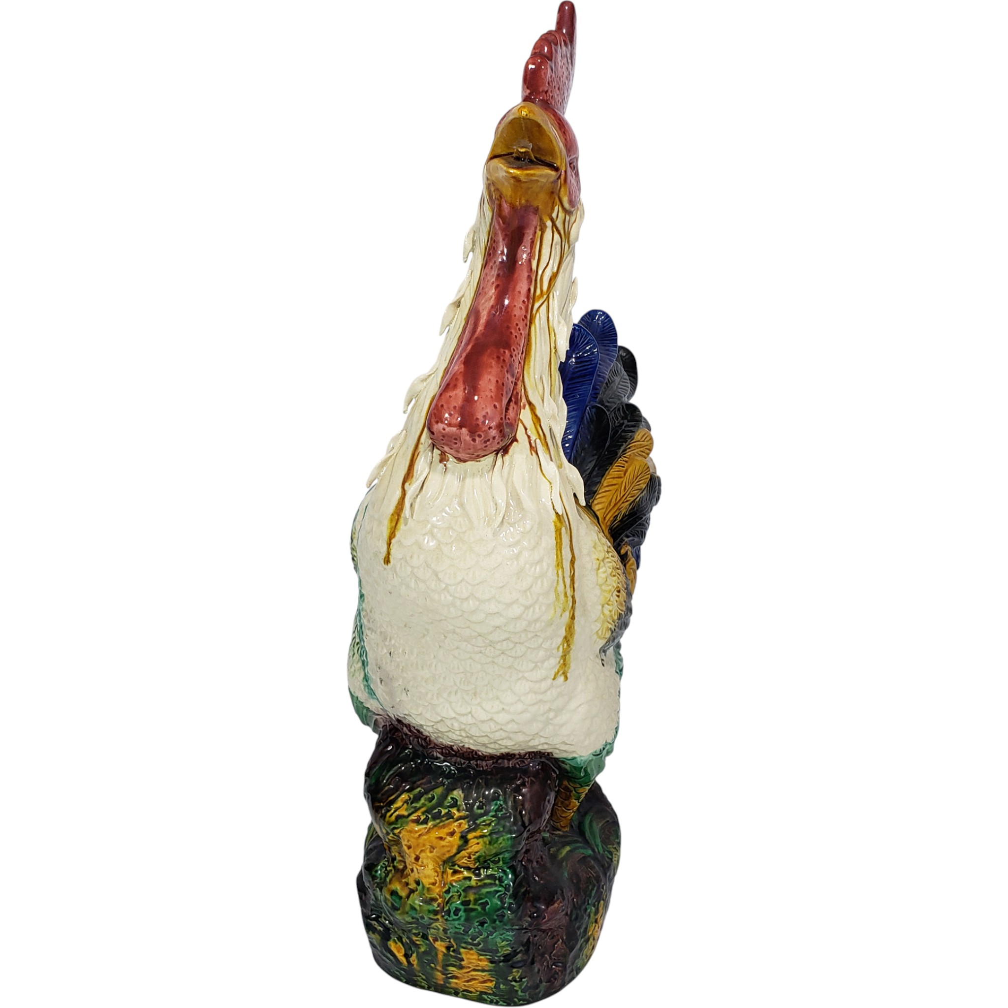Large 22” Vintage Colorful Ceramic Rooster Statue – Hand-Painted ...