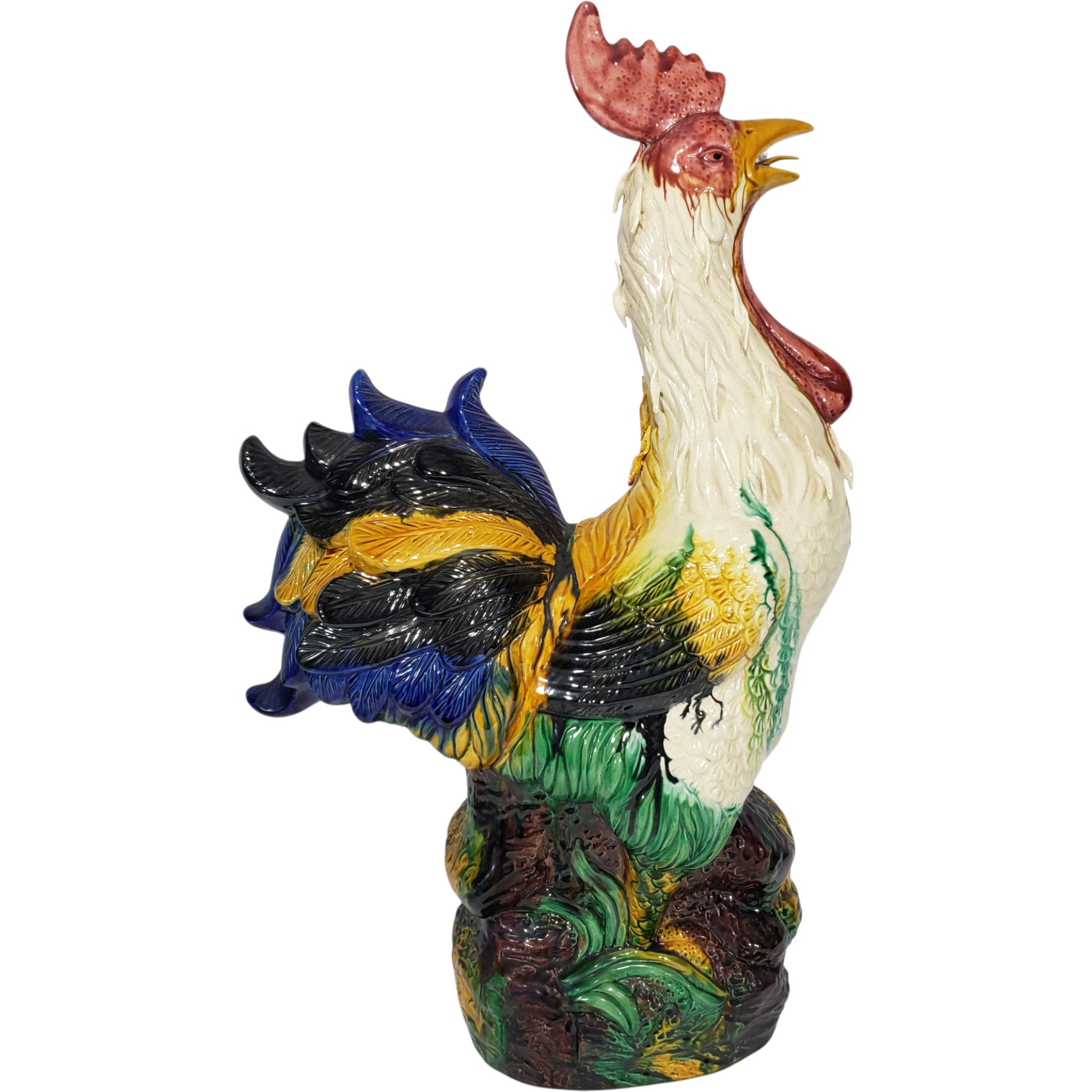 Large 22” Vintage Colorful Ceramic Rooster Statue – Hand-Painted ...