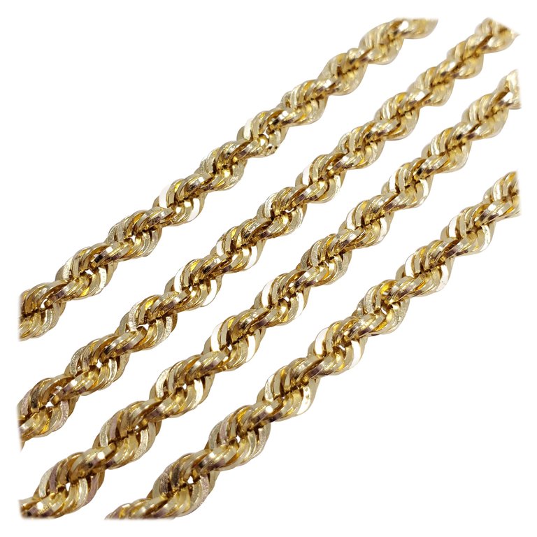 14 Karat Yellow Gold Twisted Textured Rope Simple Chain, 7.3g - Vintage ...