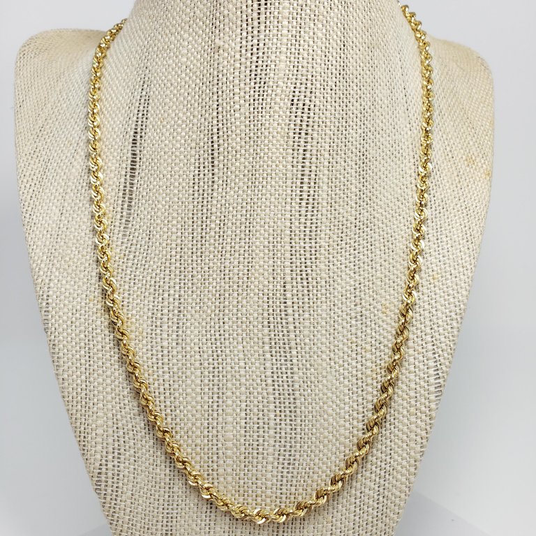 14 Karat Yellow Gold Twisted Textured Rope Simple Chain, 7.3g - Vintage ...