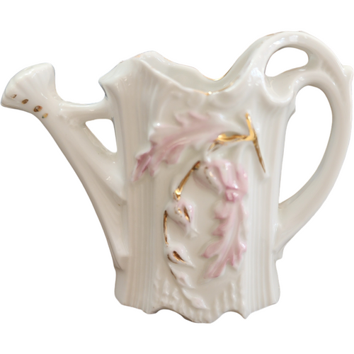 Vintage Bavarian Porcelain Miniature Watering Can Vase With Pink And