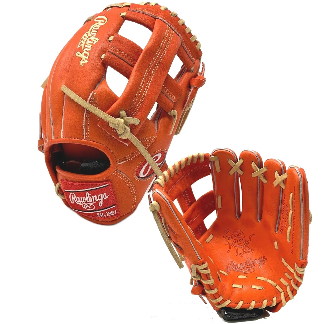 Rawlings Red Orange Heart of the Hide 11.5 Inch TT2 Baseball Glove ...