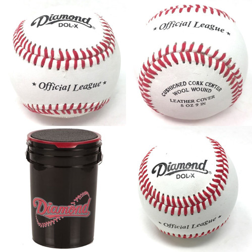 Diamond DOL-X Official Baseballs 30 Balls and Bucket Leather - Ballgloves