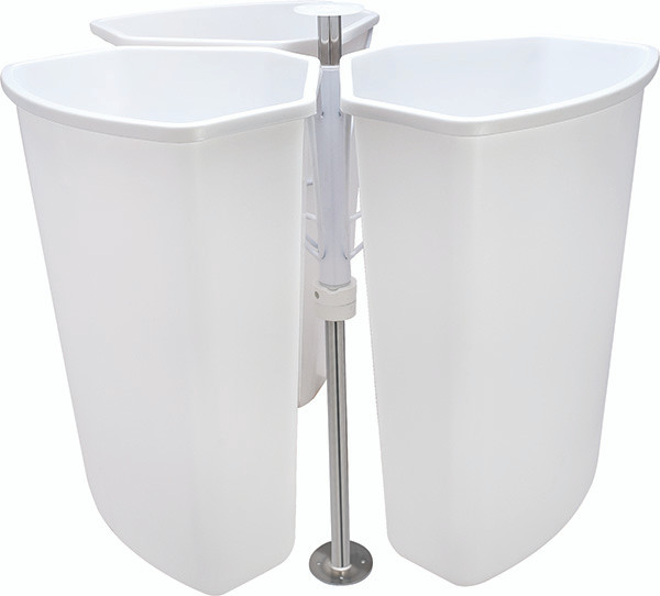 KV RRC28k Corner Recycling Center, 3 bins, 32 quart, chrome/white - HANDYCT