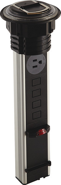 Vertical Powerdock, 2-power 4-data, aluminum, plastic, black - HANDYCT