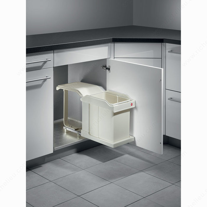 Sliding Waste Bin, 20 l, Finish Cream - HANDYCT