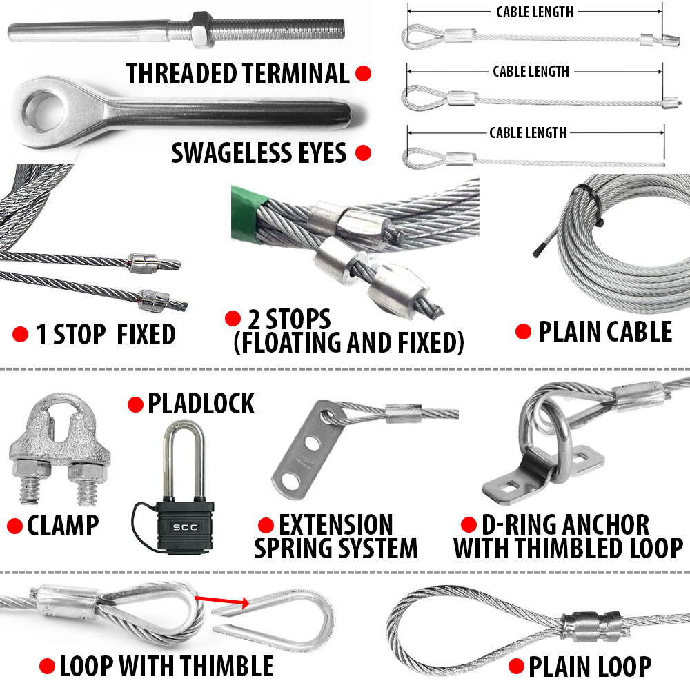 Wire Rope Galvanized Custom Wire Rope, Choose to add Loops, Thimbles Etc...