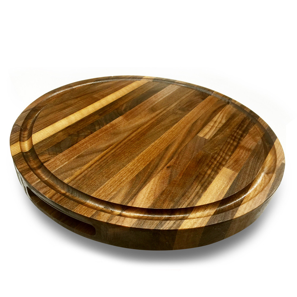 Round Sealed Cutting board Butcher block with Lazy Susan and groove, 1 ...