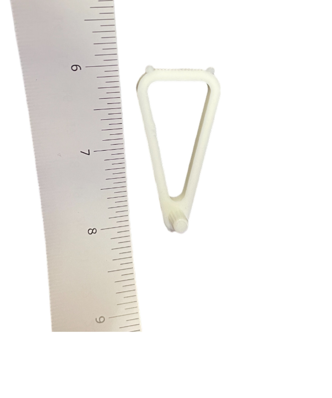Rigid plastic shelf hold down clip with 5mm peg designed for 3/4″ thick ...