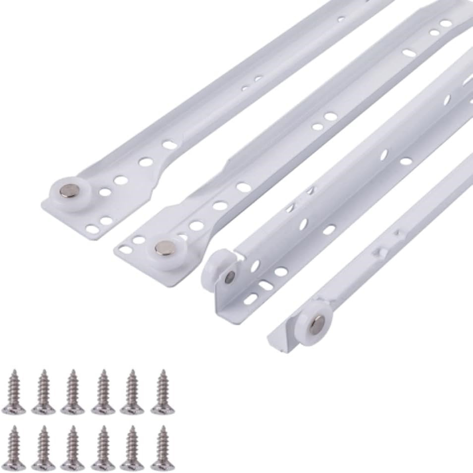 Epoxy Coated Euro Slides, Drawer Slide Complete Set White, Choose size ...