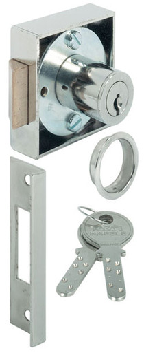 Spring Lock, KABA 8, steel, nickel-plated, 25mm, keyed different - HANDYCT
