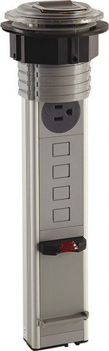 Vertical Powerdock, 2-power 4-data, aluminum, plastic, gray - HANDYCT