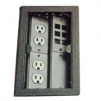 Metal Power and Data Boxes, Finish Black, Features Double Rectangular ...