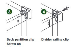 Grass Zargen Drawer Systems, Back Railing Clip, Screw-On, White 6150-03 ...