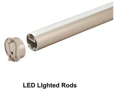 LED Lighted ROUND CLOSET ROD KIT 1-5/16"DIA, with End Flanges Choose ...