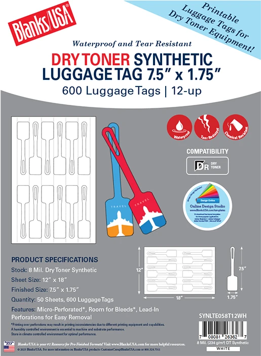 Synthetic Paper Luggage Tags | SYN-LT | Blanks/USA