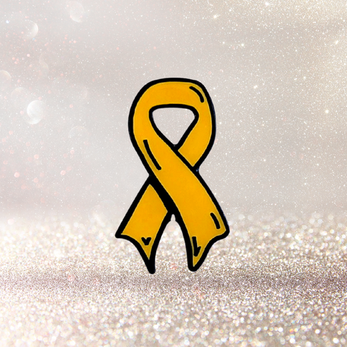 Cartoon gold ribbon pin badge - CCLG: The Children & Young People's ...