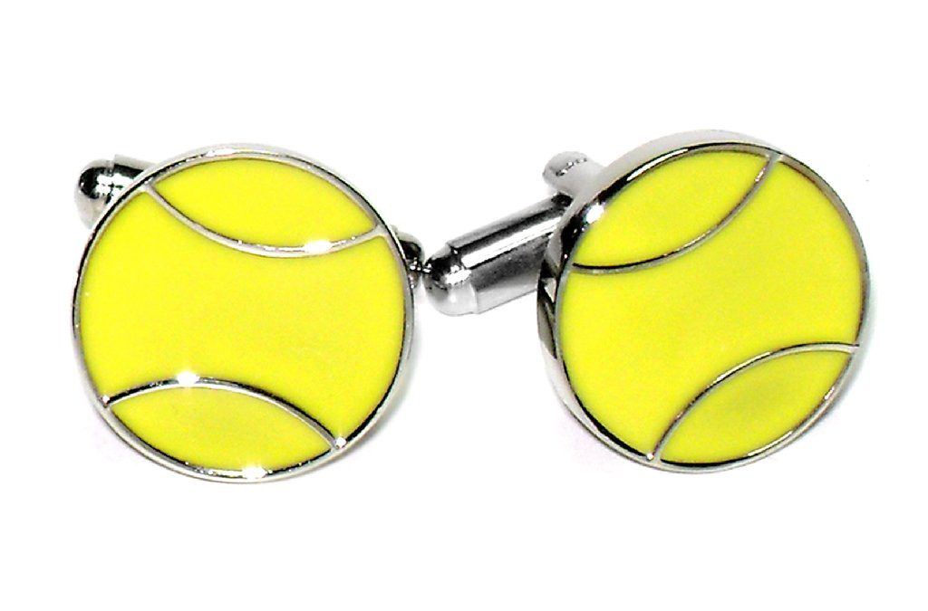 Tennis Ball Cufflinks | Mens Silver Tone Tennis Ball Shaped Cufflinks
