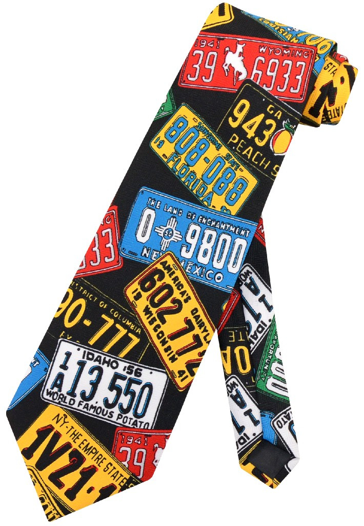License Plates NeckTie | State Licenses Plate Design Mens Neck Tie