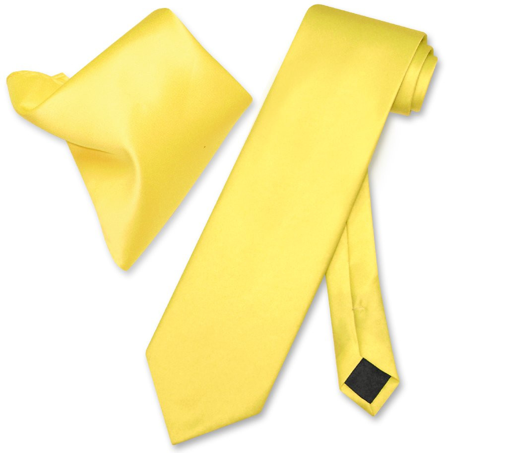 Vesuvio Napoli Golden Yellow NeckTie Handkerchief Mens Neck Tie Set